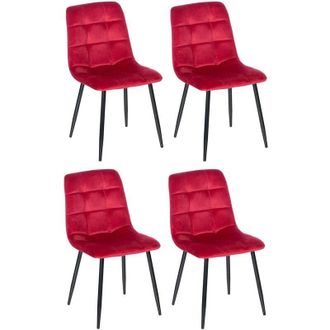Clp D&eacute;finir 4 chaises de velours modernes et confortables dans les couleurs de velours colore : Rouge