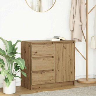 vidaXL Buffet avec tiroir ch&ecirc;ne artisanal 71x35x65 cm bois ing&eacute;nierie Vidaxl