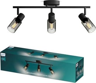 Philips Palms LED 3er Spotleuchte, E14 Lampe nicht enthalten, Schwarz, IP20
