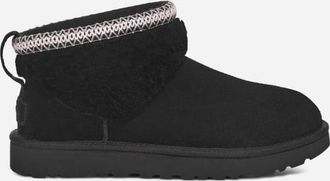 UGG Classic Ultra Mini Maxi Curly Boot für Damen in Black, Größe Schaffell/Wildleder/Recycelte Materialien