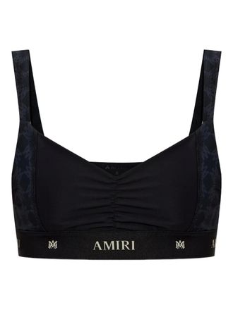 Amiri Gerafftes Oberteil mit Logo-Band - Schwarz