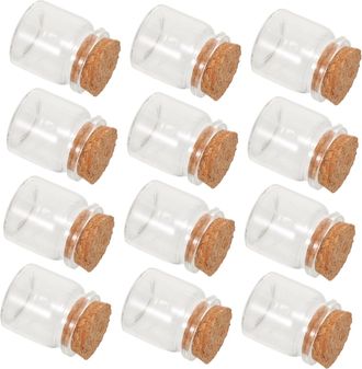 Cabilock 12stücke Teiliges Glas Mini-fläschchen Mit Korkverschluss Transparente Kleine Flaschen Für Diy Basteln Aufbewahrung Von Schmuck Gewürzen Münzen Und Wu