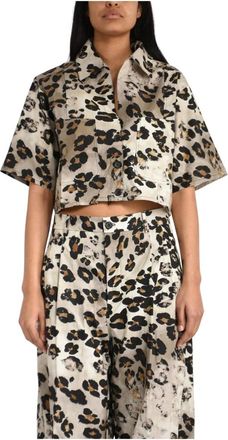 Laneus Femme, Blouses et Chemises, Multicolore, Taille: 38 FR Chemise &agrave; Imprim&eacute; L&eacute;opard avec Poches Plaqu&eacute;