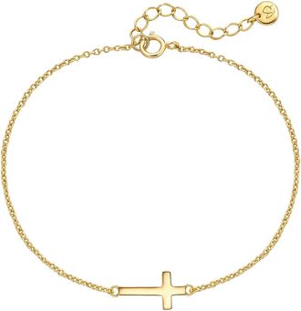 Glanzst&uuml;cke M&uuml;nchen Armband - Sterling Silber Armband Kreuz - Gr. ONESIZE - in Gold - f&uuml;r Damen