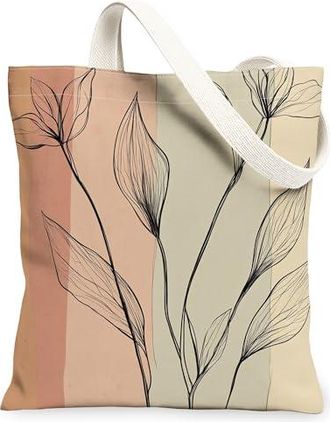 Generic Sac fourre-tout en toile &agrave; motif de fleurs Hosta Spring Hosta pour le shopping, 33 x 38 cm, sac d&eacute;picerie r&eacute;utilisable r&eacute;tro du milieu du si&egrave;cle pour 