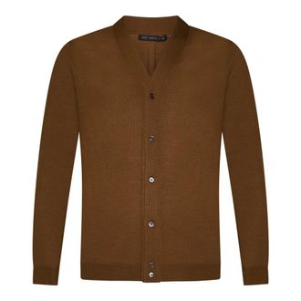 low brand Homme, Pulls, Brun, Taille: L Pull marron en laine m&eacute;rinos &agrave; col en V