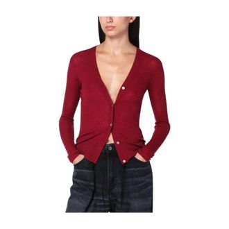 6397 Femme, Pulls, Rouge, Taille: 38 FR Skinny Rib V Cardigan
