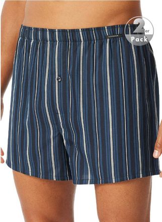 Schiesser Herren Boxershorts blau Reine Baumwolle Gemustert,Gestreift