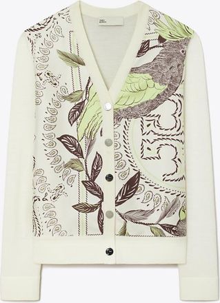 Tory Burch Damen Cardigan mit Seidenvorderseite