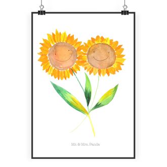 Mr. & Mrs. Panda Bild Blume Sonnenblume DIN A1 - Geschenk, Freundin, Sonnenblumen, Wandbild, Lieblingsmensch, wanddeko, Beste, Freundschaft, Wanddekoration, Garten, Po