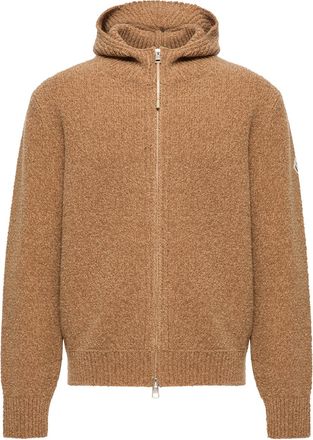 Moncler Moncler Cardigan Zipp&eacute; En Laine Boucl&eacute;e M&eacute;lang&eacute;e, Homme, Beige, Taille: Xl