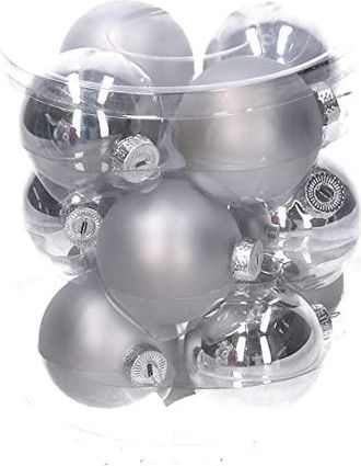 Vacchetti Giuseppe Packung 12 Klassische Silberne Glaskugeln zum Aufhängen für Baumdekoration 6 cm Durchmesser