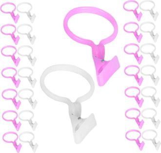 Cabilock 50 Stück Kunststoff Vorhangringe mit Clips Leichte Gardinenhaken für Duschvorhänge und Gardinen rutschfeste Vorhangclips mit Rundem Ring Installieren 