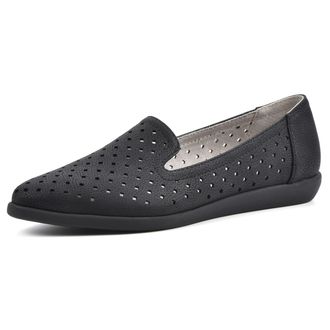 White Mountain Damen Melodic Flacher Slipper, Schwarzes Nubukleder, 41.5 EU