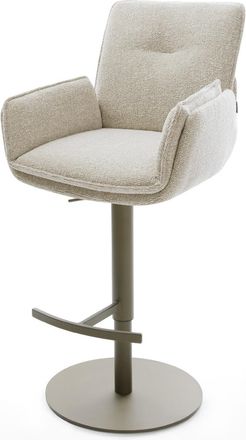 DELIFE Barstuhl Nela-Flex Webstoff Soft Beige Drehfu&szlig; h&ouml;henverstellbar Metall Titanfarben, Barst&uuml;hle