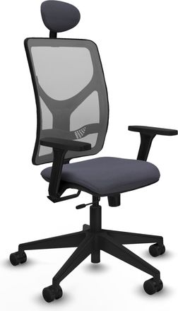 Piqueras y Crespo 24-Stunden-B&uuml;rostuhl mit 3D-Armen, h&ouml;henverstellbarer Lendenwirbelst&uuml;tze und festem Kopfteil, ausgestattet mit Syncro/Traslack und Schneideschaum, Gra