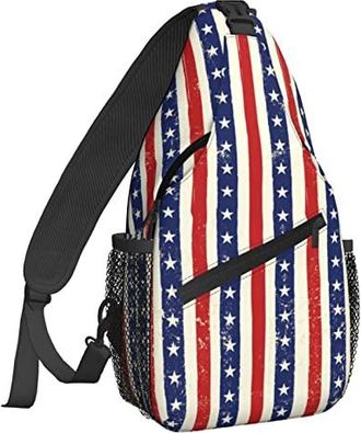 Generic Fond Grunge Am&eacute;ricain Sac Poitrine D&eacute;contract&eacute; Sacs &Agrave; Dos Pratique Sacoche Bandouliere Pour Cyclisme Homme Camping