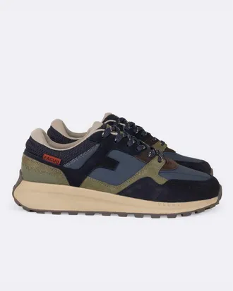 Faguo Baskets bleu marine & kaki cuir - LIMWOOD