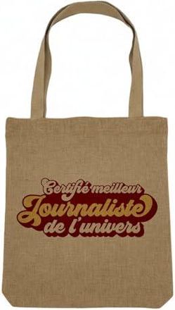 Fabulous Sac Shopping Tote Bag Aspect Lin - Certifi&eacute; meilleur Journaliste de lunivers Journal Ecrivain Media Reporteur - Sac de Courses Toile Epaisse 360g Beig