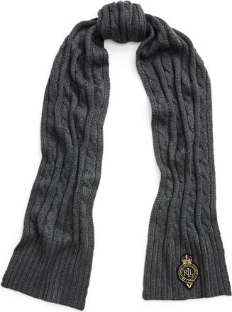 Ralph Lauren Crest-Patch Cable-Knit Scarf