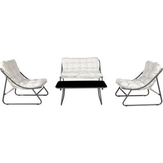 Habitat et Jardin Gartenm&ouml;bel aus Metall mit Kissen Aria - 4 Sitzpl&auml;tze - Beige