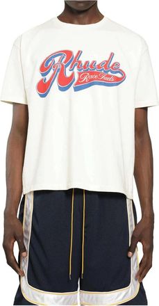 Rhude Homme, Tops, Blanc, Taille: S Pit Stop Tee