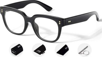 CGID Grandes lunettes en verre transparent sans correction pour homme et femme - Cadre carré épais - Verre de fenêtre - Protection 100 % UV400, Noir brilla