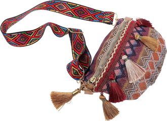SOLUSTRE Verstellbare Brusttasche Damen mit Quasten Kleine Umh&auml;ngetasche im Nationalstil G&uuml;rteltasche mit Breitem Riemen Gro&szlig;e Bauchtasche f&uuml;r Alltag Reisen un