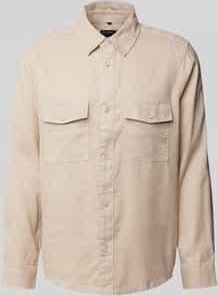 Olymp Level 5 Casual Fit Hemdjacke aus Leinen-Baumwoll-Mix