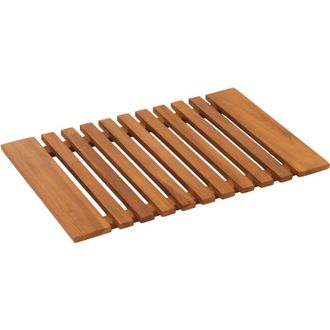 Hhg Paillasson en teck HHG 793, tapis de douche Tapis de bain, teck de qualit&eacute; B-Grade (bois de coeur, 20-30 ans), 4x60x40cm