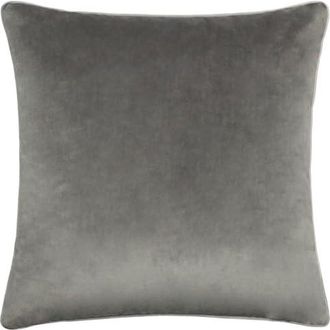furn. Coussin Meridian Garni de Polyester - Coussin d&eacute;coratif Luxueux en Velours passepoil&eacute; contrast&eacute; (Charbon de Bois/Colombe - 45x45cm)
