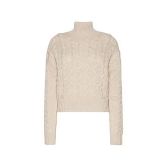 Max Mara Pull &agrave; col roul&eacute; en maille torsad&eacute;e - Femme - Pulls - Beige - Taille: 42 FR