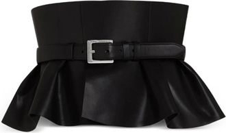 Karl Lagerfeld Femme, Accessoires, Noir, Taille: 85 CM Ceinture Corset P&eacute;plum en Cuir