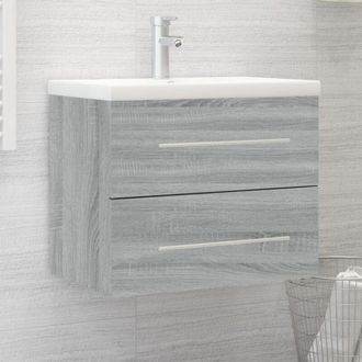 vidaXL vidaXL Waschbeckenschrank mit Einbaubecken Grau Sonoma Holzwerkstoff