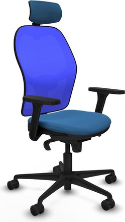 Piqueras y Crespo Chorquera Remote-Arbeitsstuhl mit 3D-Armen, h&ouml;henverstellbarer Lendenwirbelst&uuml;tze und h&ouml;henverstellbarem Kopfteil, Blau / Hellblau