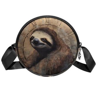 Generic Sac &agrave; bandouli&egrave;re rond pour femme, petit sac &agrave; bandouli&egrave;re vintage avec fermeture &eacute;clair, bretelles r&eacute;glables, style d&eacute;contract&eacute; pour femmes et filles