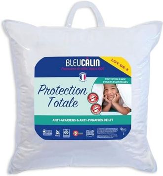 Bleu Calin 2er-Set milbendichte Kissen, Anti-Wanzen, Flauschiger Komfort, 60 x 60 cm, Mikrofaserbezug, Vollschutz, Wei&szlig;