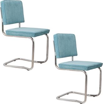 Zuiver Ridge Rib Kink Stuhl Blau - 2er Set