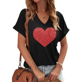 Generic T-shirt &agrave; manches courtes pour femme - T-shirt d&eacute;t&eacute; pour femme - T-shirt avec col rond - Imprim&eacute; d&eacute;contract&eacute; - Tenue arc-en-ciel - Mode - Chemise d&eacute;co