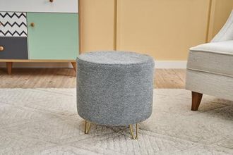 Atelier Del Sofa Elegant Grey Velvet Pouffe, 40 x 40 x 40 cm | 100% Wooden Frame, 32 DNS Foam for Comfort | Stylish Accent for Modern Living Spaces