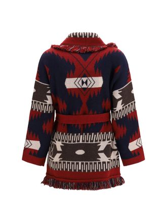 Alanui Womens Icon Jacquard Cardigan Charcoal-Russel Kashmir-Capra Hircus Charcoal/russel Kashmir/capra Sweater