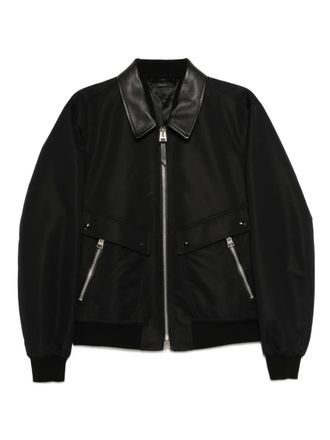 Tom Ford veste bomber à col en cuir - Noir