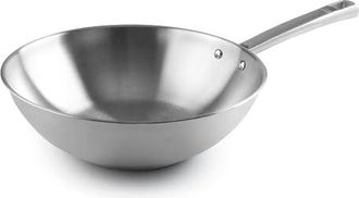 Lacor 45828 - Wok Foodie, Edelstahl 18/10, ergonomischer Griff, Sandwich-Wärmediffusorboden, geeignet für alle Arten von Bränden, Induktion und Spülmaschine