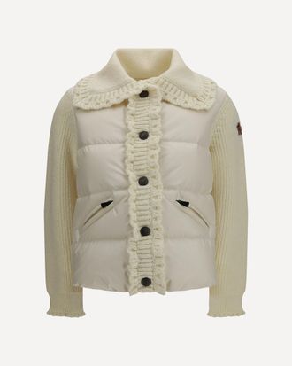 Moncler Padded Wool-Blend Cardigan with Check Quilting Female XS