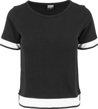 Urban Classics Damen T-Shirt Terry Mesh Tee, Gr. X-Small, Mehrfarbig (blk/wht 50)