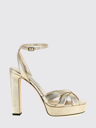 Jimmy Choo London Sandales &agrave; plateforme Kove en nappa lamin&eacute; avec talon haut