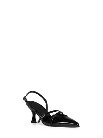 Alohas Womens Slingback Pumps Joelle Black Patent Leather High Heel Shoes