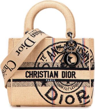 Dior Hobo Bags - Medium Jute Embroidered Lady D Lite - Gr. unisize - in Braun - für Damen