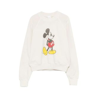 Re/Done Femme, Sweatshirts et sweats &agrave; capuche, Blanc, Taille: 40 FR Pull Ras du Cou