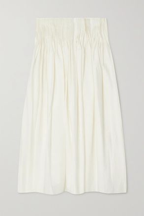 The Row Midirock Aus Baumwollpopeline Mit Falten - Wei&szlig;